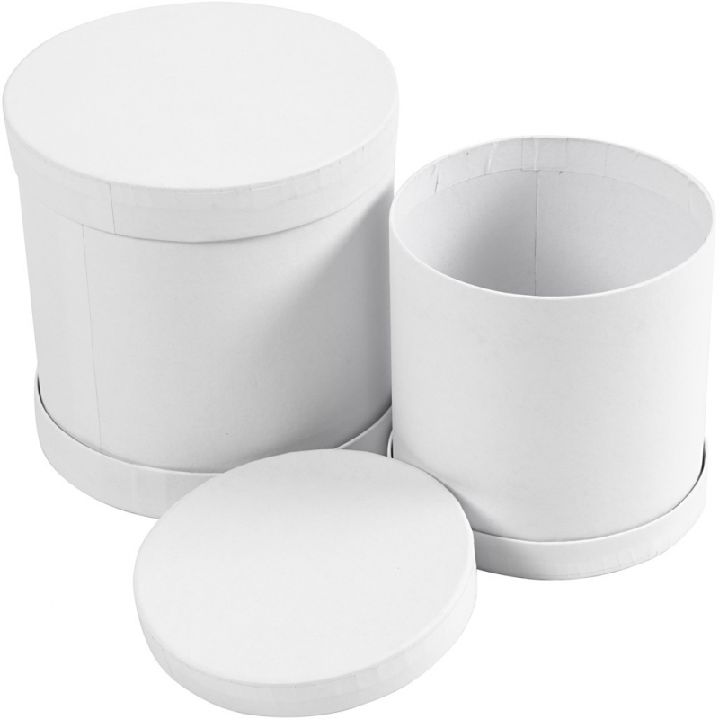 Blanco kartonnen trommel doosjes wit 11+13cm - set 2 stuks ...