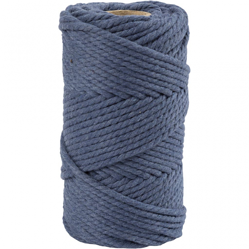 Macrame touw 4mm blauw 55 meter - creaknutselen.nl